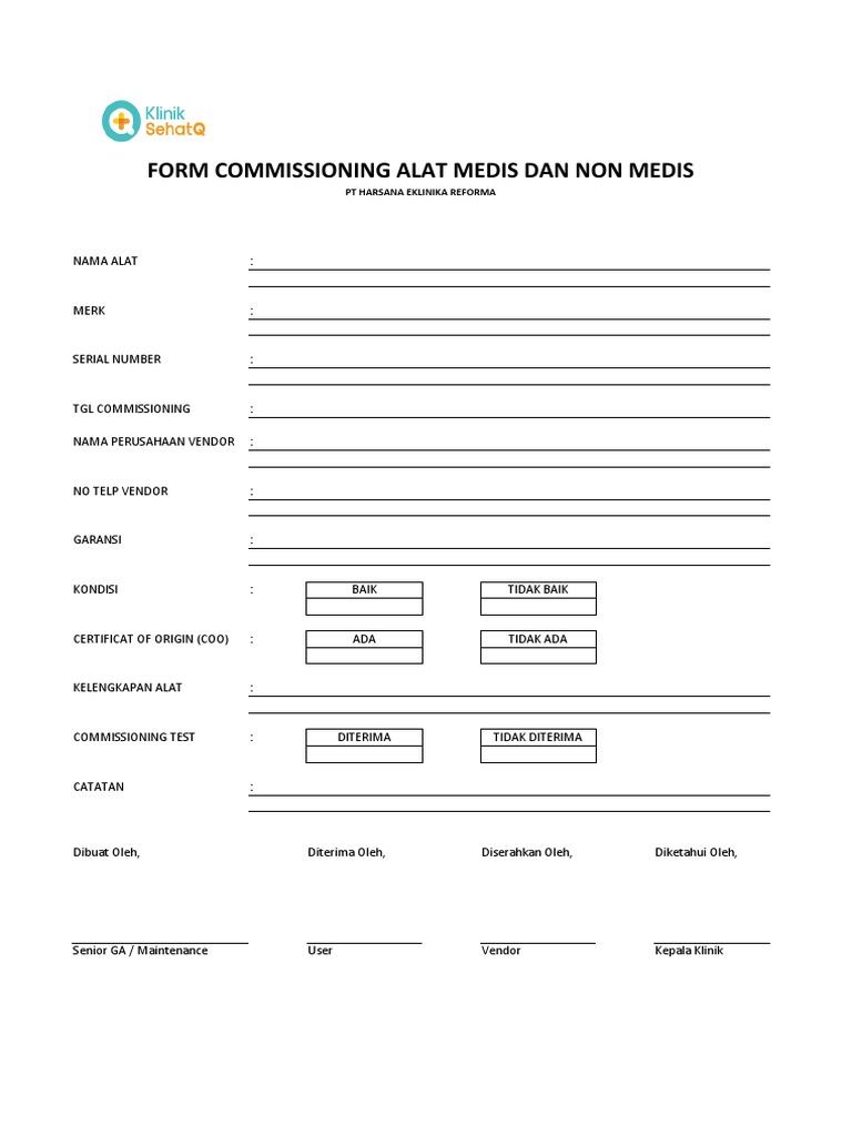 Form Commissioning Alat | PDF