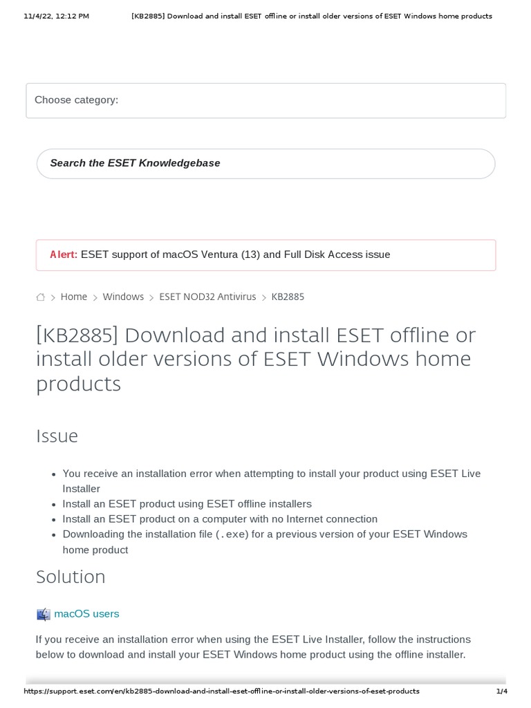 (KB2885) Download and Install ESET Offline or Install Older Versions of ...