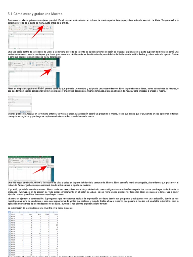 6.1 Cómo Crear y Grabar Una Macros | PDF | Macro (informática) | Microsoft Excel