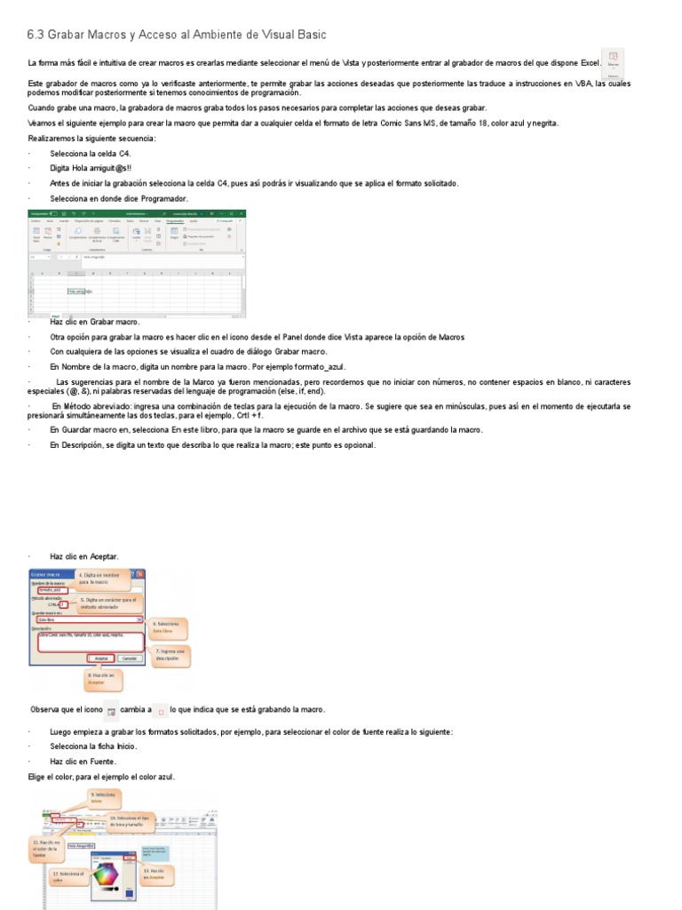 6.3 Grabar Macros y Acceso Al Ambiente de Visual Basic | Descargar ...
