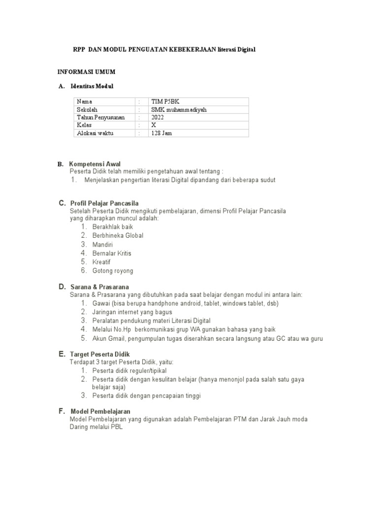 RPP Kebekerjaan | PDF | Karier & Perkembangan | Komputer