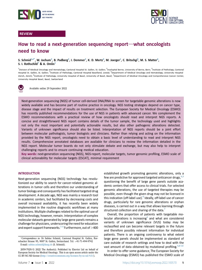 How To Read A Next-Generation Sequencing Report-What Oncologists Need ...