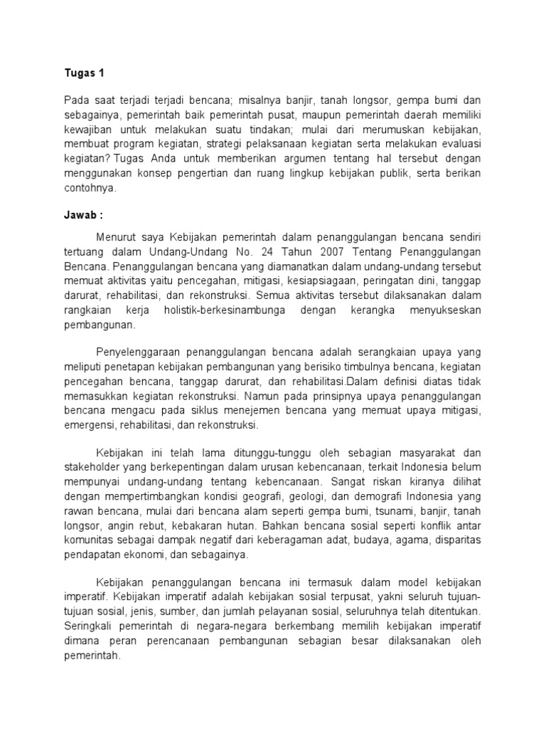 Tugas 1 Kebijakan Publik | PDF | Pengembangan Diri