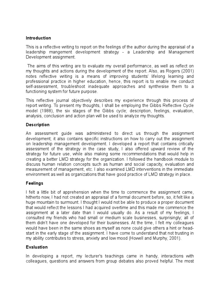 Leadership Management Reflective Essay | PDF | Leadership | Performance ...