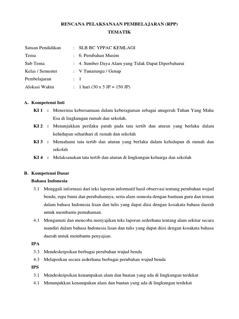 RPP Kelas 5b Tema 6 Subtema 4 | PDF | Karier & Perkembangan