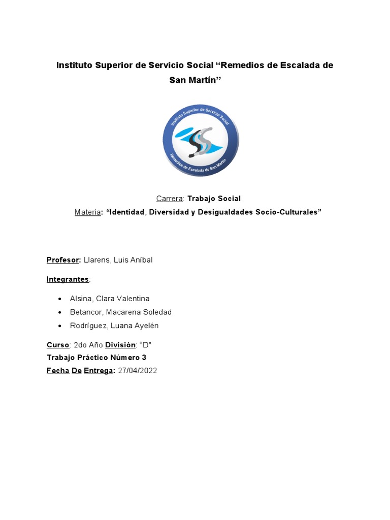 Trabajo Práctico #3 | PDF | Identidad de género | Inclusión (Educación)
