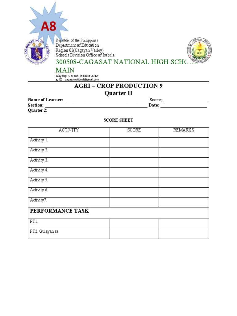Q2 - Agri - Crop Activity Sheet | PDF | Compost | Agriculture