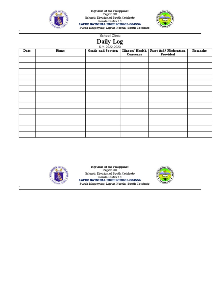 Clinic Daily Log | PDF