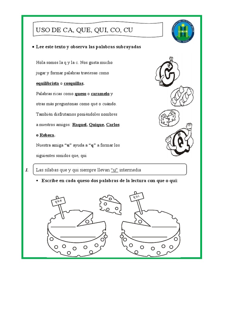 Uso de La Ca Que Qui Co Cu para Segundo de Primaria | PDF