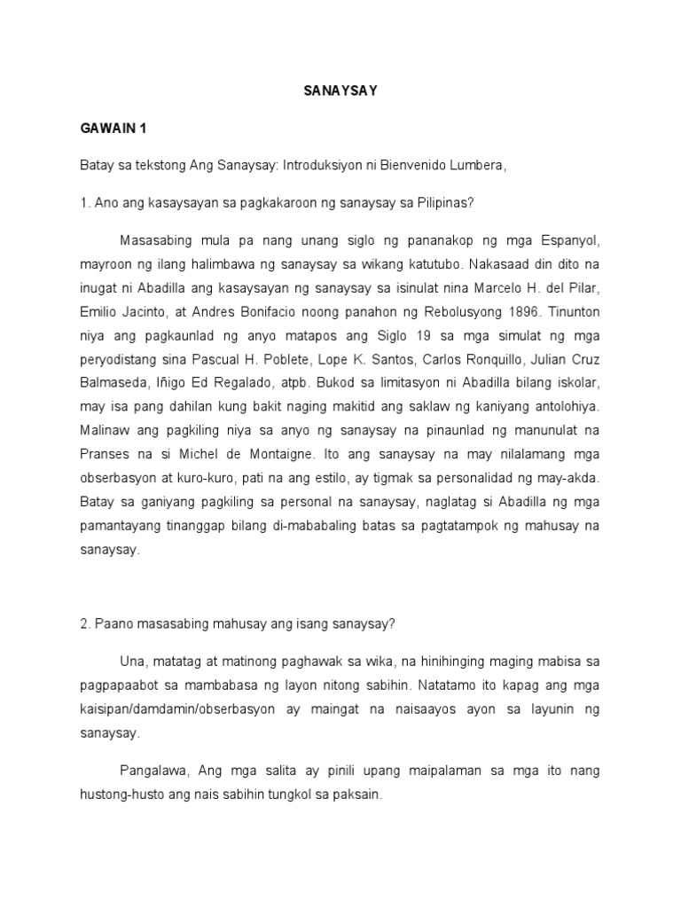 Sanaysay Pdf