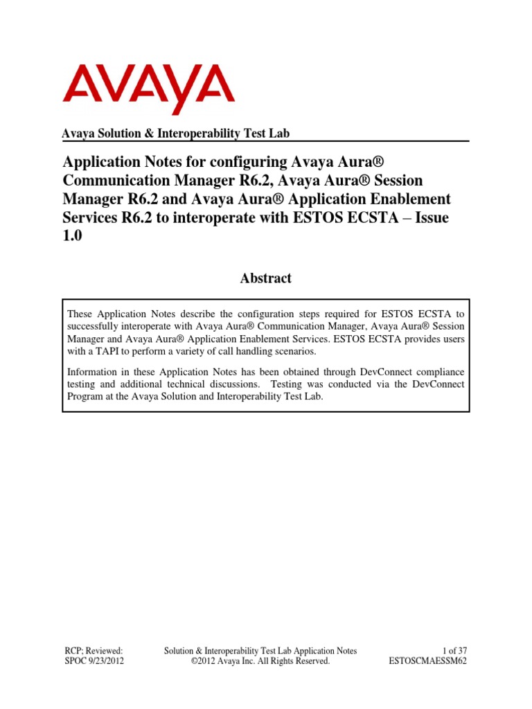Estoscmaessm62 Pdf Session Initiation Protocol Port Computer Networking