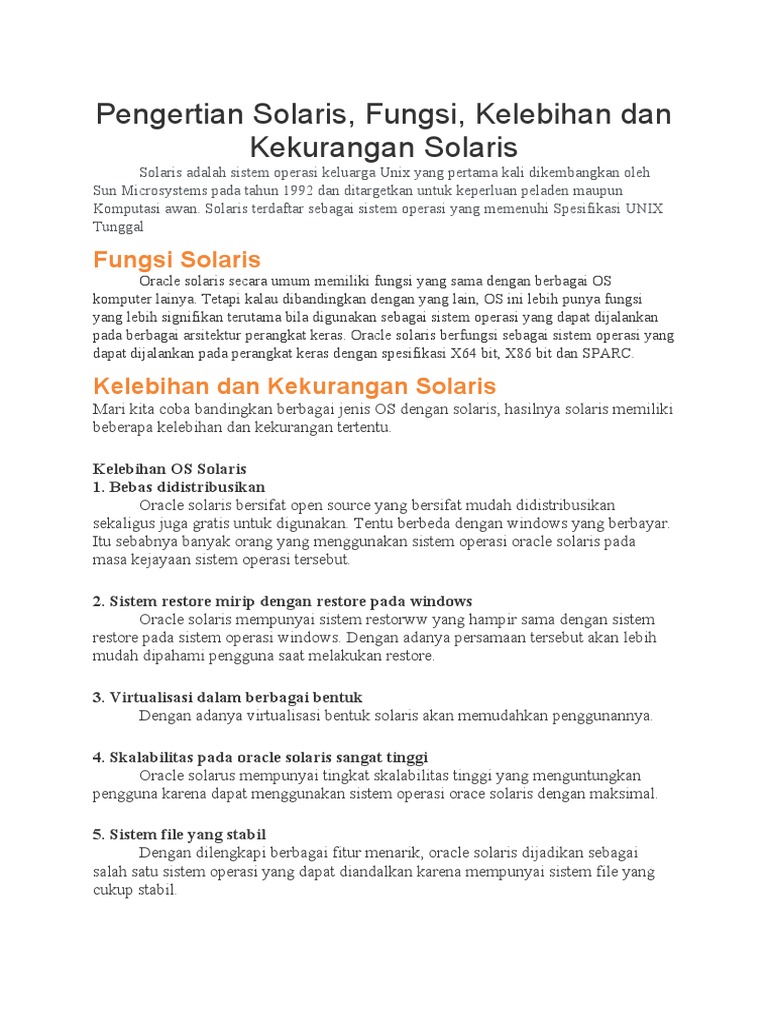 Pengertian Solaris | PDF