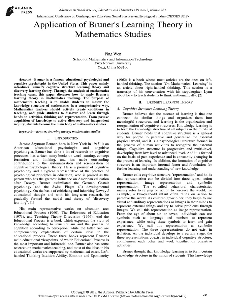 Bruner Theory | PDF | Psychology | Learning Theory (Education)