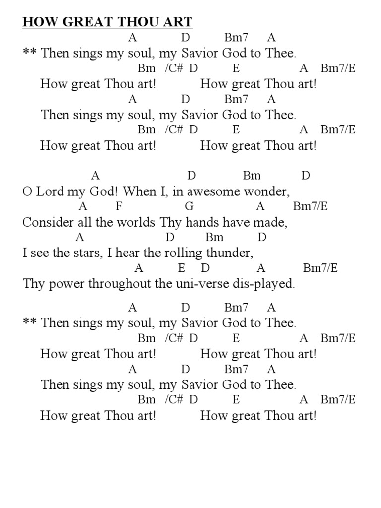 How Great Thou Art W Chords (A-Bb) 4 Bass | PDF | Thou | Religious ...
