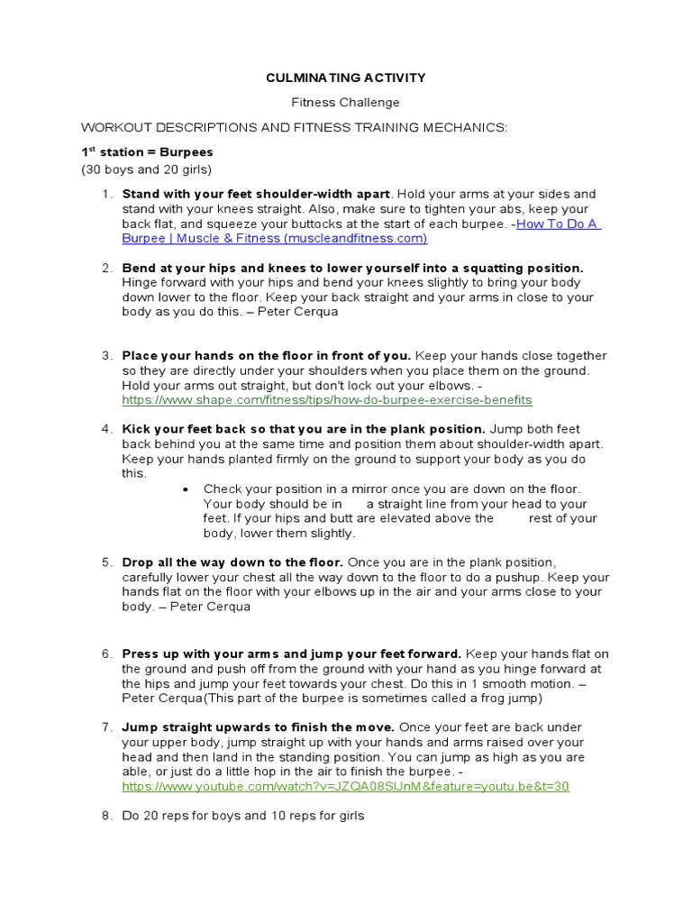 Fitness Challenge Culminating Activity | PDF | Recreation | Physical ...