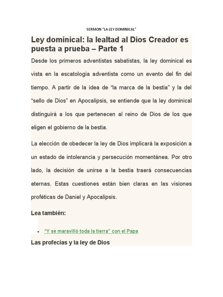 Sermon La Ley Dominical | PDF | Libro de revelación | Puritanos