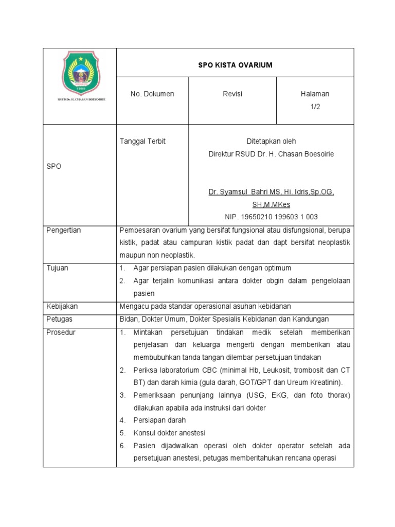 Prosedur Operasi Kista Ovarium | PDF | Pengembangan Diri | Kesehatan ...