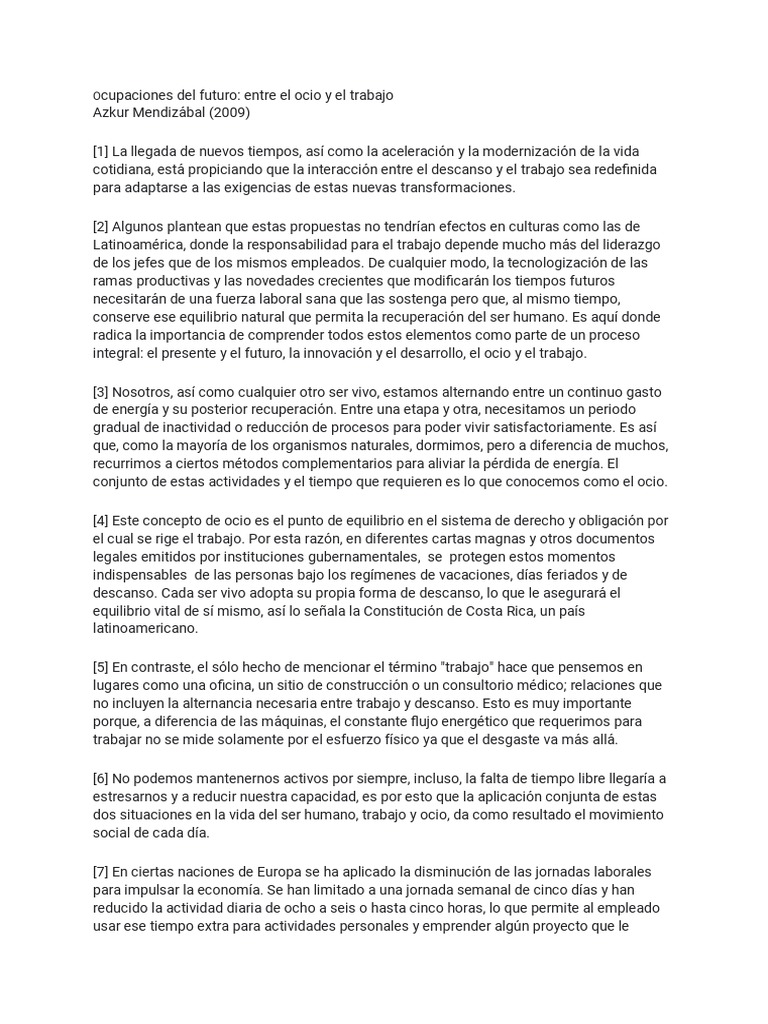 Ocupaciones Del Futuro - Entre El Ocio y El Trabajo | PDF | Ocio ...