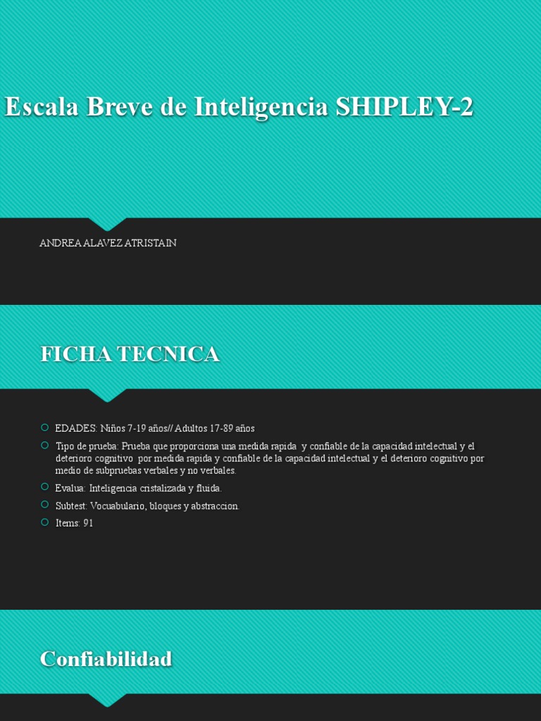 Shipley-2 PRESENTACION CONFIABILIDAD | PDF | Relaciones personales ...