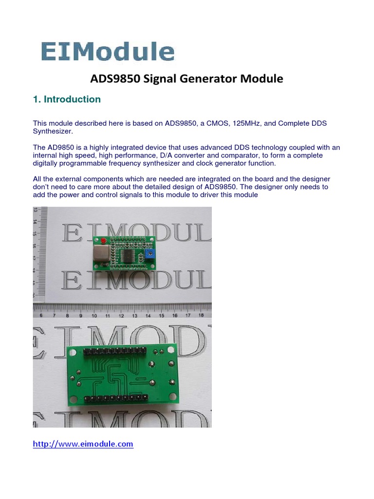 Eim377 Ad9850 Signal Generator Module v01 | PDF | Electronic Circuits | Manufactured Goods