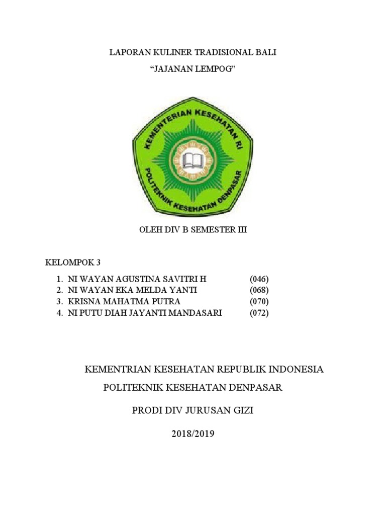 Jaje Lempog: Kuliner Tradisional Bali | PDF