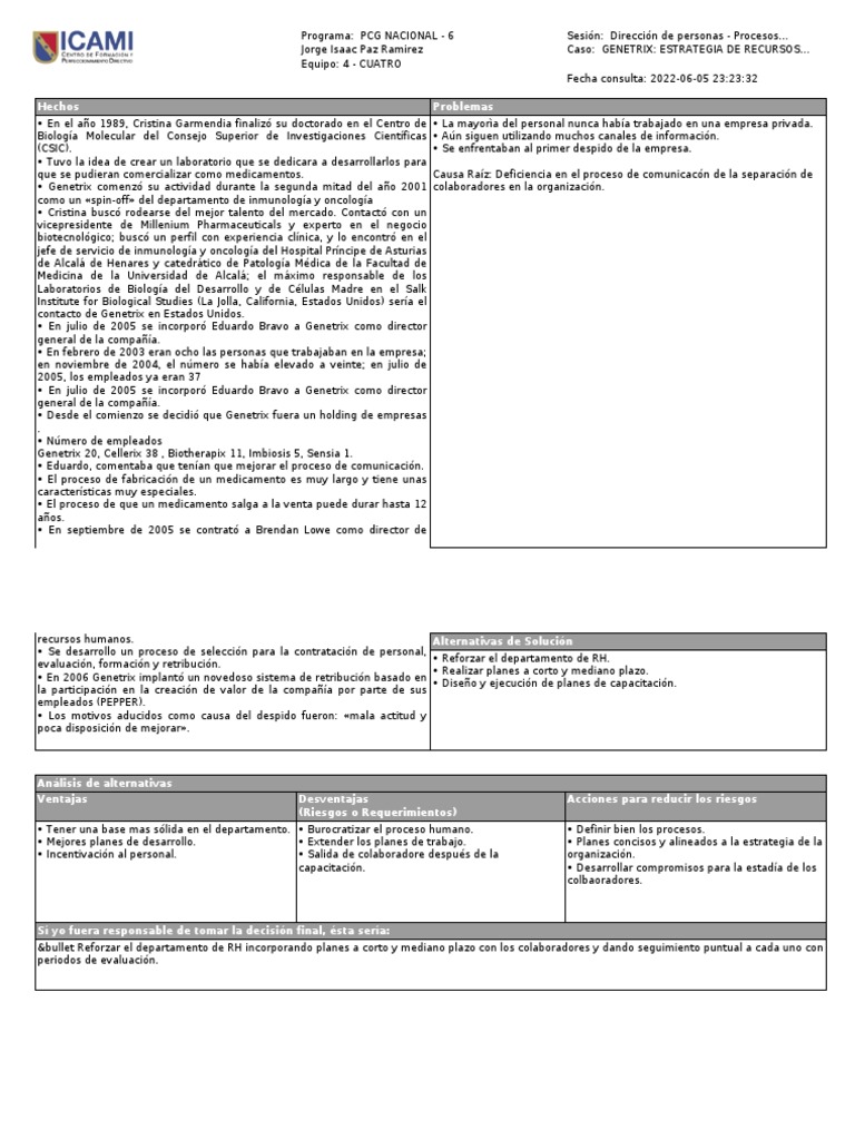 Genetrix Estrategia de Recursos Humanos | PDF