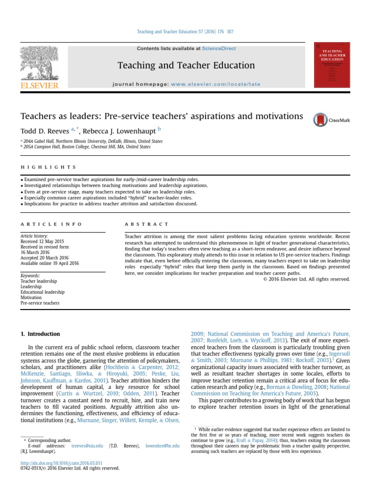 Teachers As Leaders Pre Service T | Download Free PDF | Teachers | Motivational