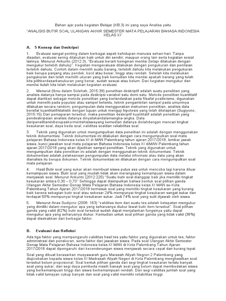 Analisa Bahan Ajar kb3 Modul Evaluasi Pembelajaran | PDF