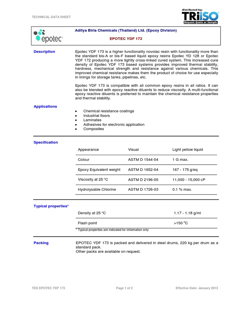 Epotec YDF-173 TDS | PDF | Epoxy | Materials