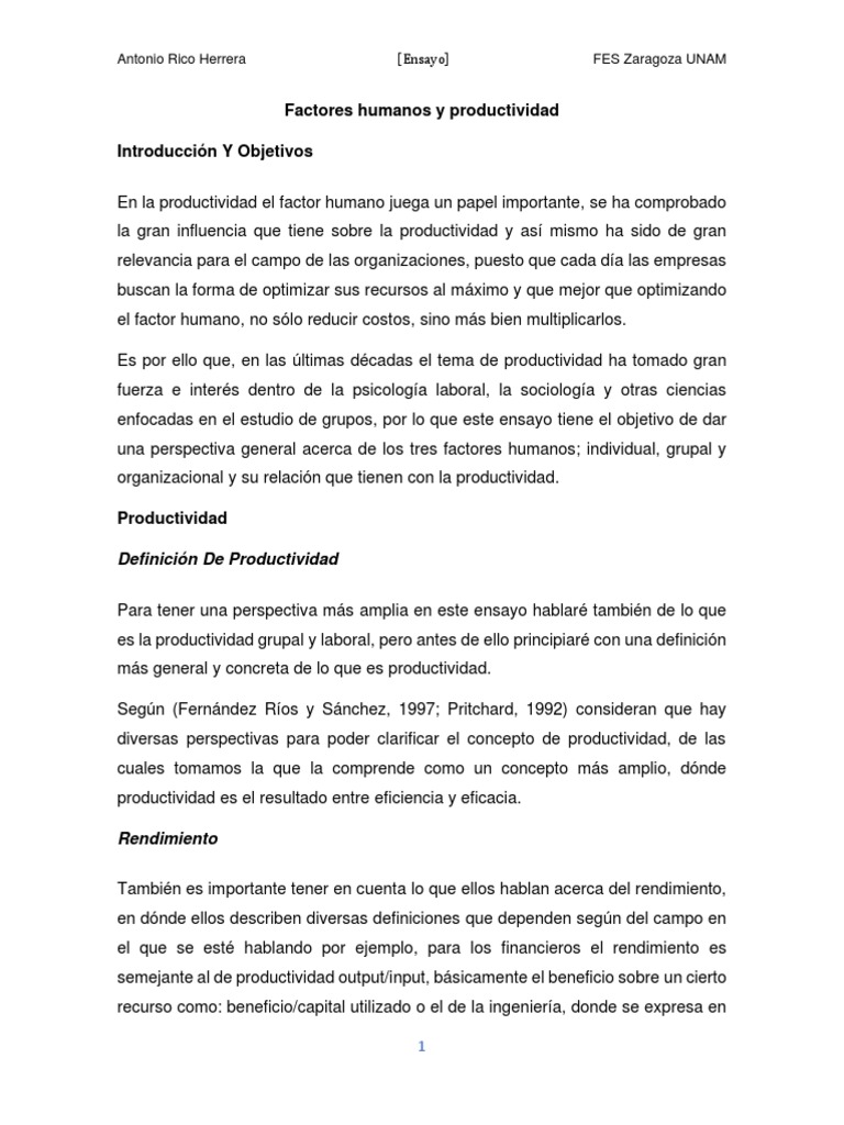 Factores Humanos en la Productividad | PDF | Motivación | Motivacional