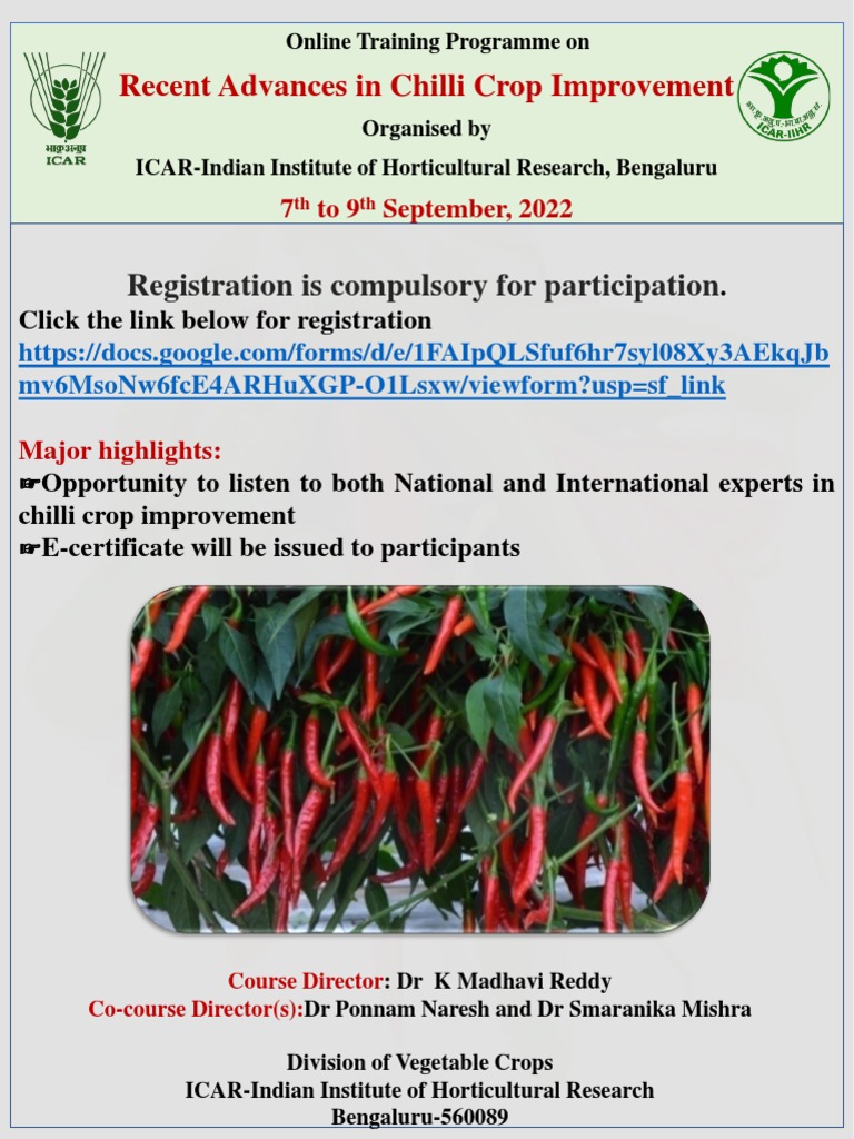 Chilli Crop Improvement Training Program | PDF | Plant Breeding | Biology