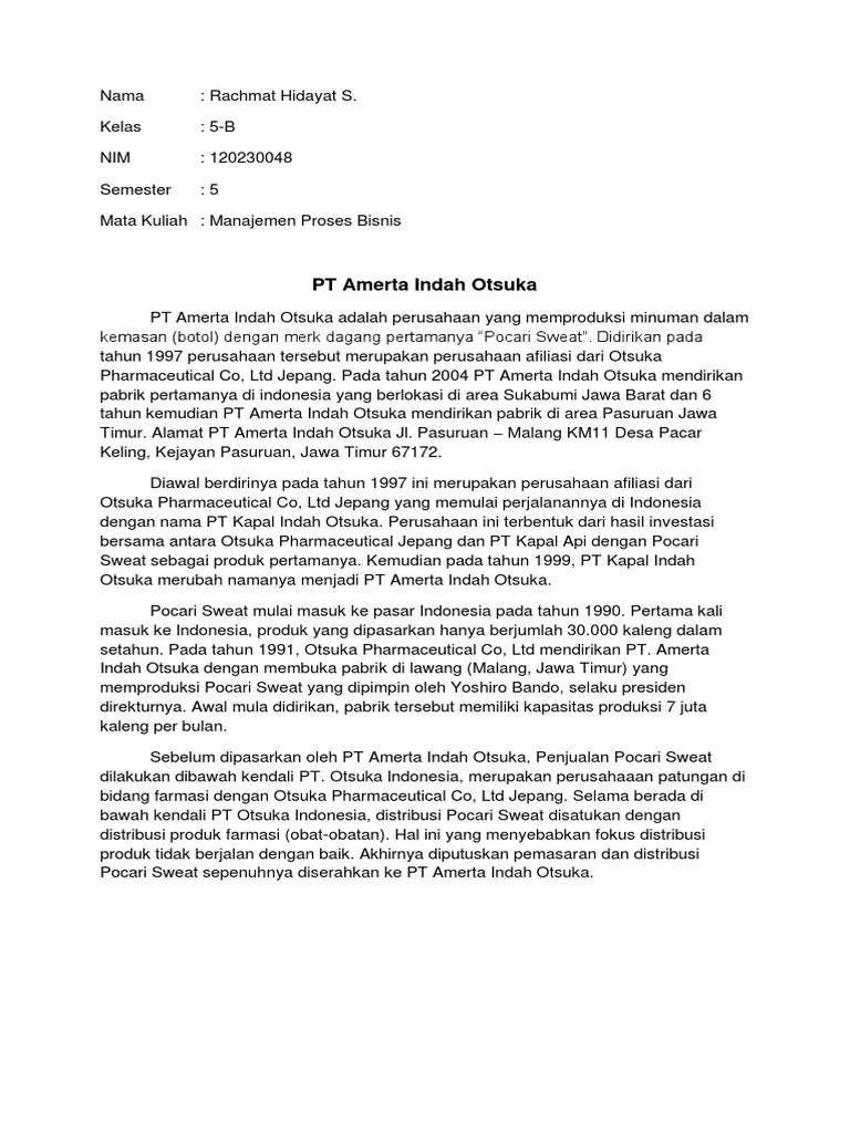 Perusahaan PT Amerta Indah Otsuka | PDF