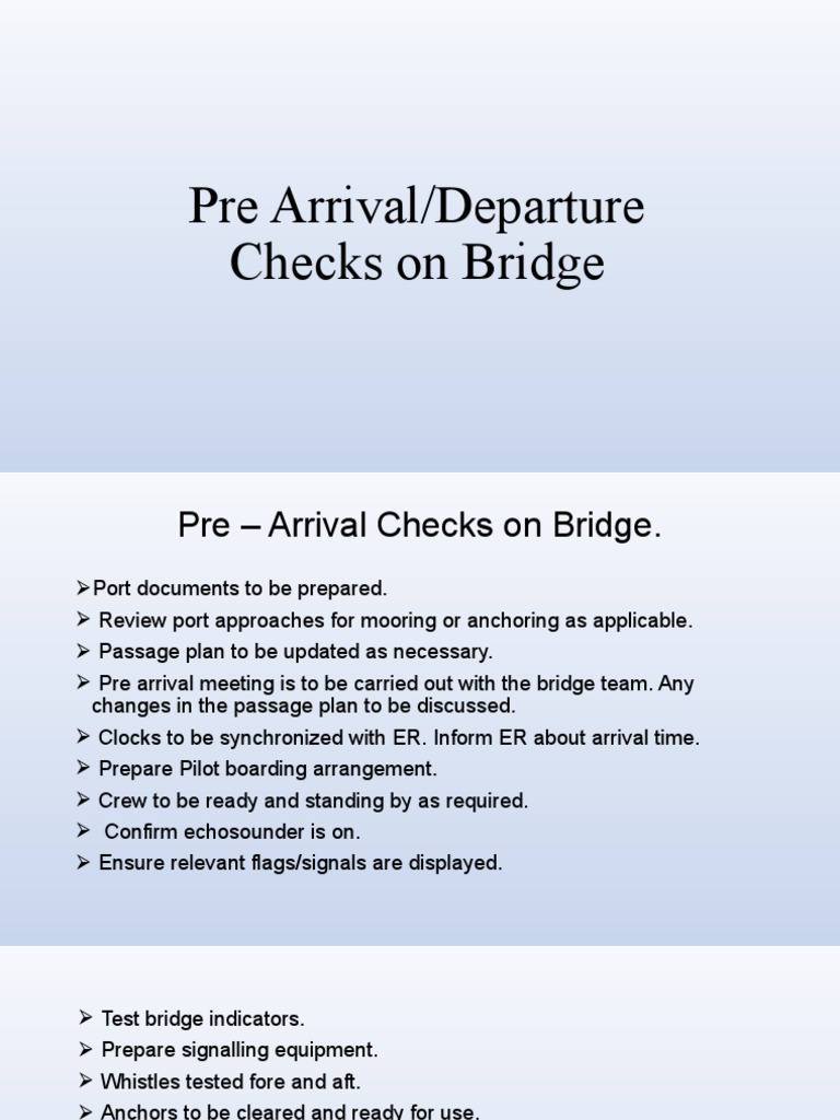 Pre Arrival, Departure Checks | Download Free PDF | Ships | Shipping