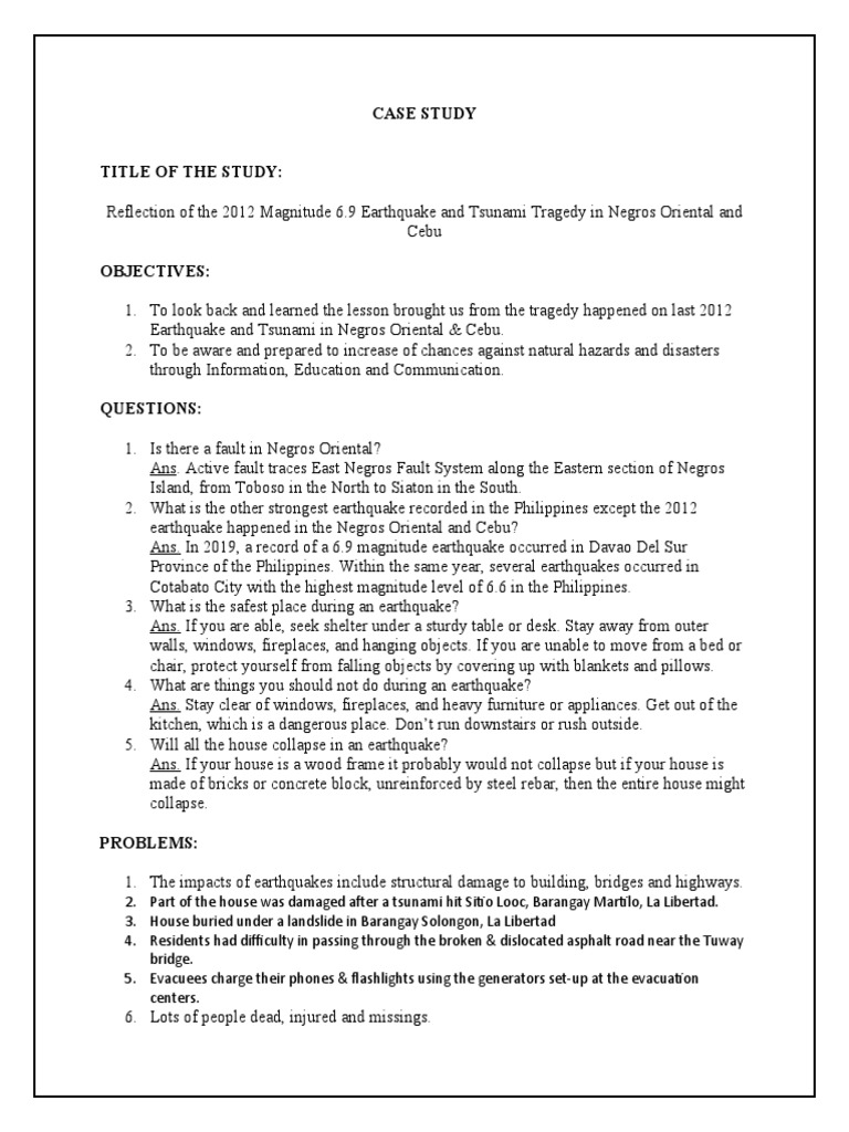Case Study | PDF | Earthquakes | Tsunami