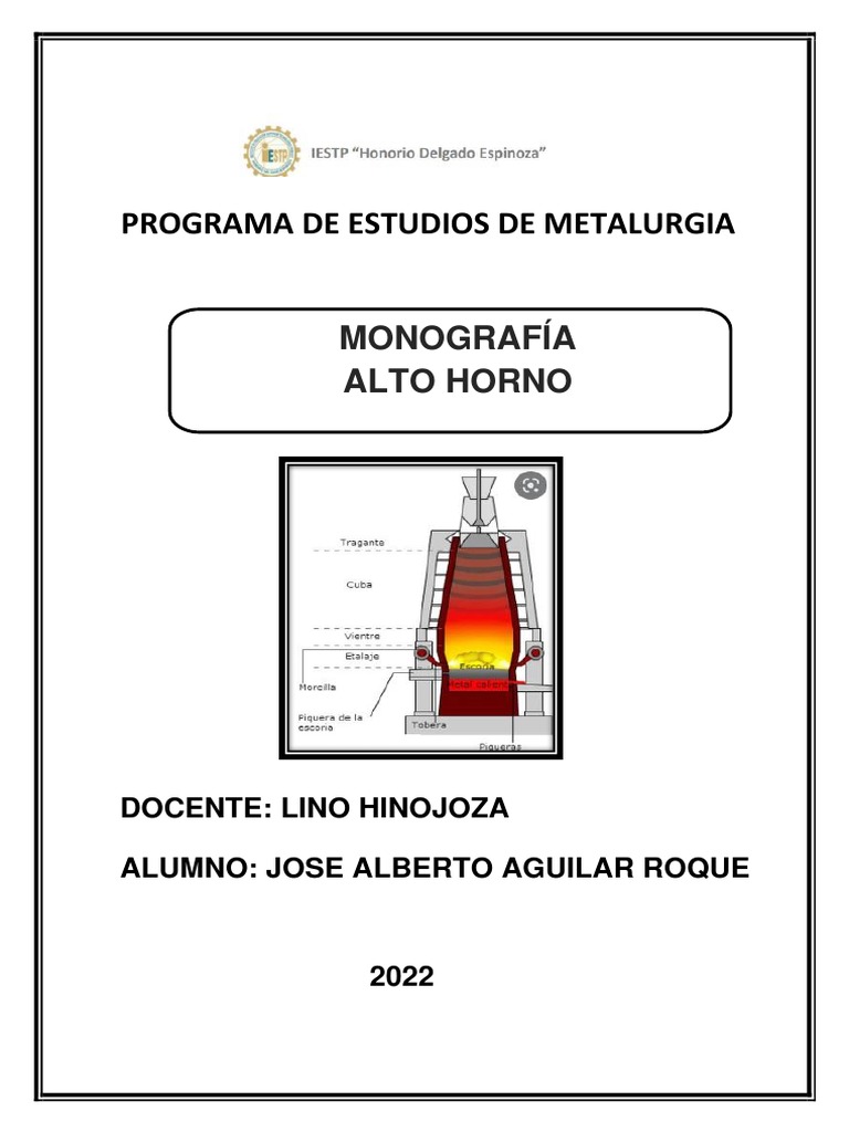 Funcionamiento del Alto Horno en Siderurgia | PDF | Alto horno | Arrabio