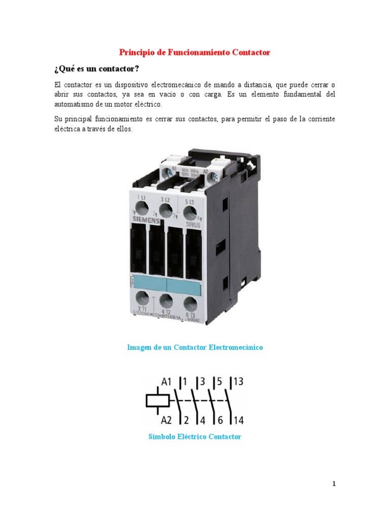 Funcionamiento del Contactor Eléctrico | PDF | Equipo | Equipo eléctrico