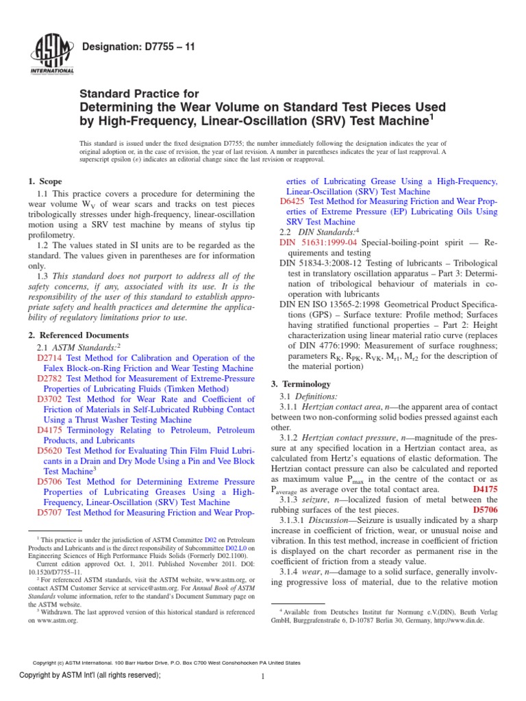 Determining The Wear Volume On Standard Test Pieces Used by High ...