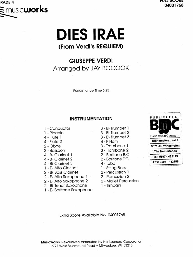 Dies Irae - Giuseppe Verdi Arr. Jay Bocook | PDF