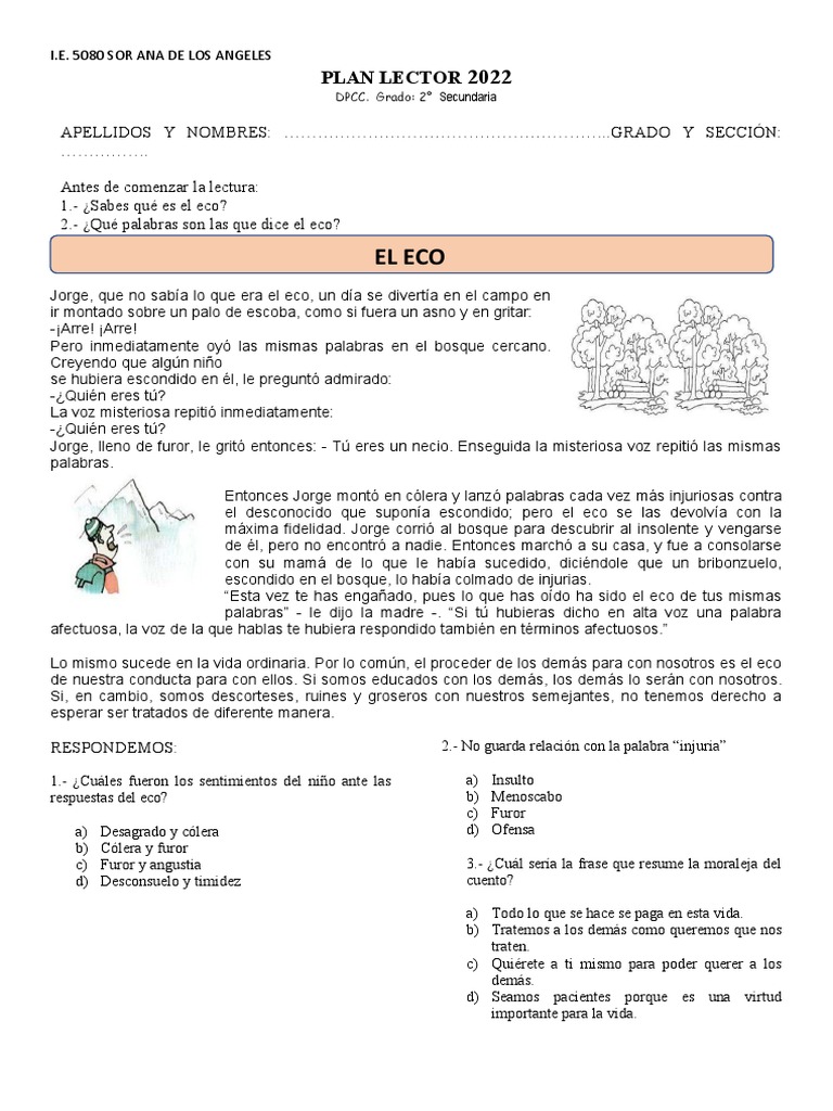 Plan Lector - 2do DPCC - Marlon Ruiz | PDF