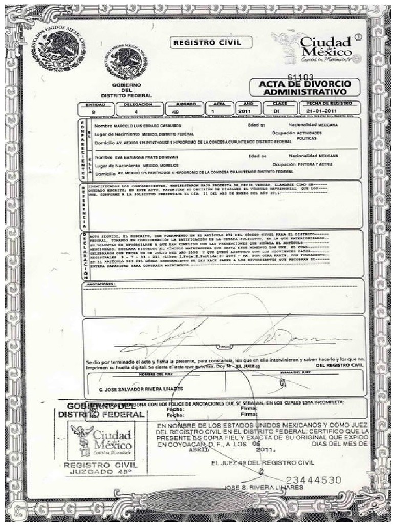 Acta de Divorcio | PDF