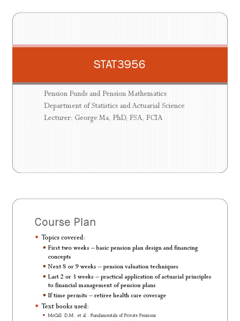 Pension Funds and Pension Mathematics Course Overview | PDF | Pension ...