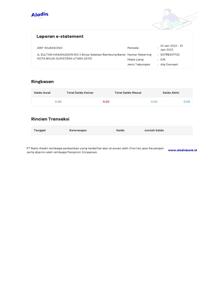 Aladin Estatement 1 2022 | PDF