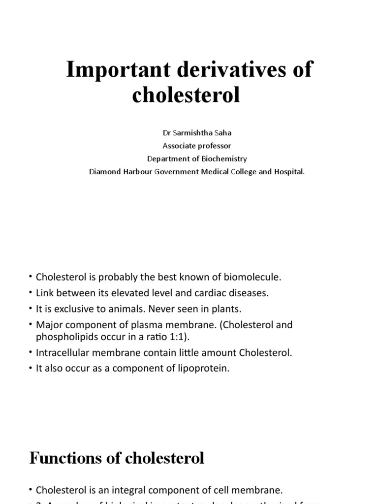 Derivatives of Cholesterol | PDF | Cholesterol | Bile