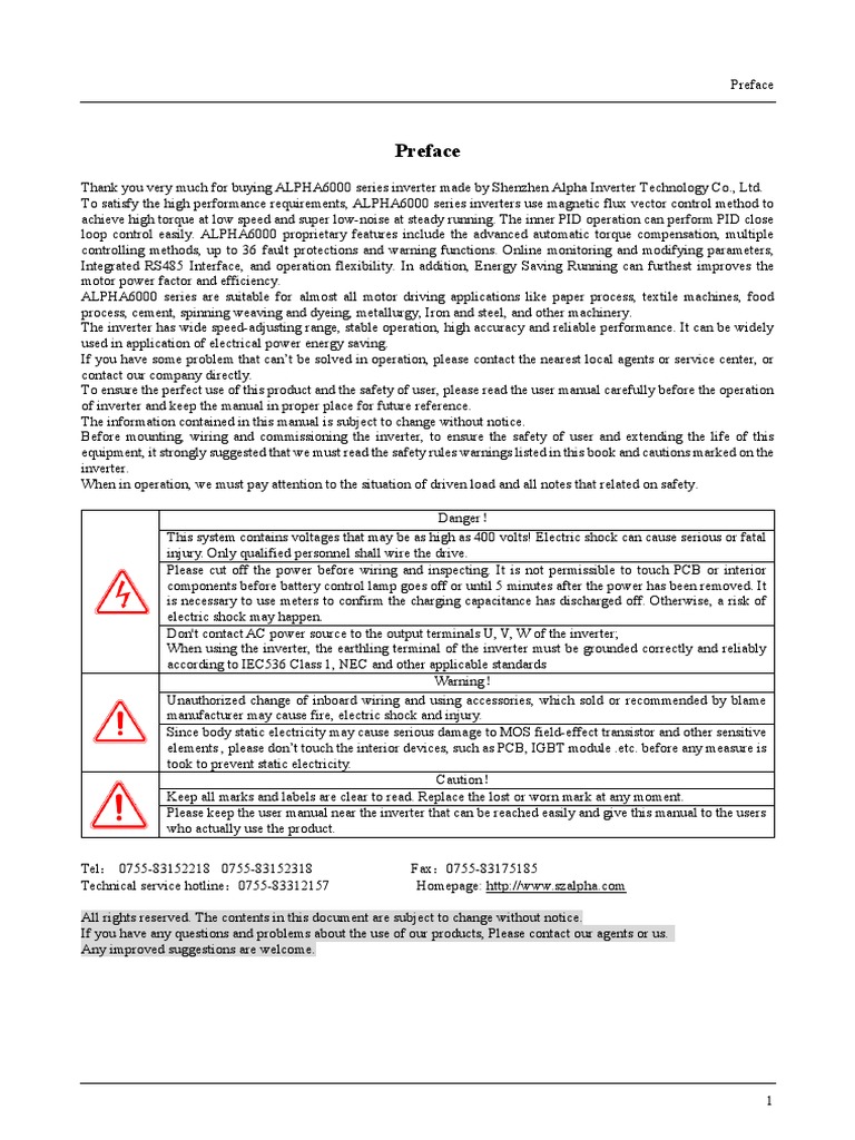ALPHA6000 English Manual | PDF | Power Inverter | Electric Motor