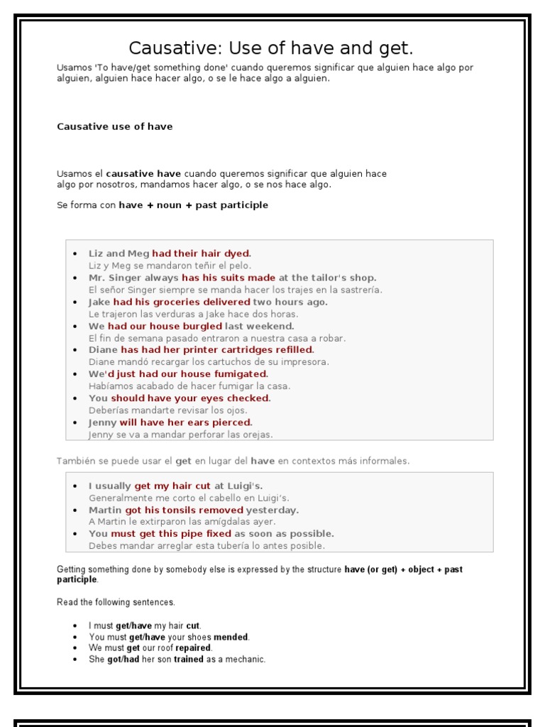 Causative ESL | PDF | Languages | Language Arts & Discipline