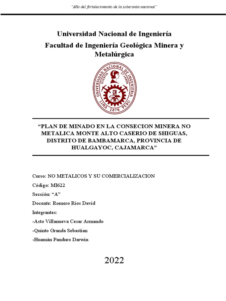 Plan de Minado | PDF | Ciencias de la Tierra | Geología