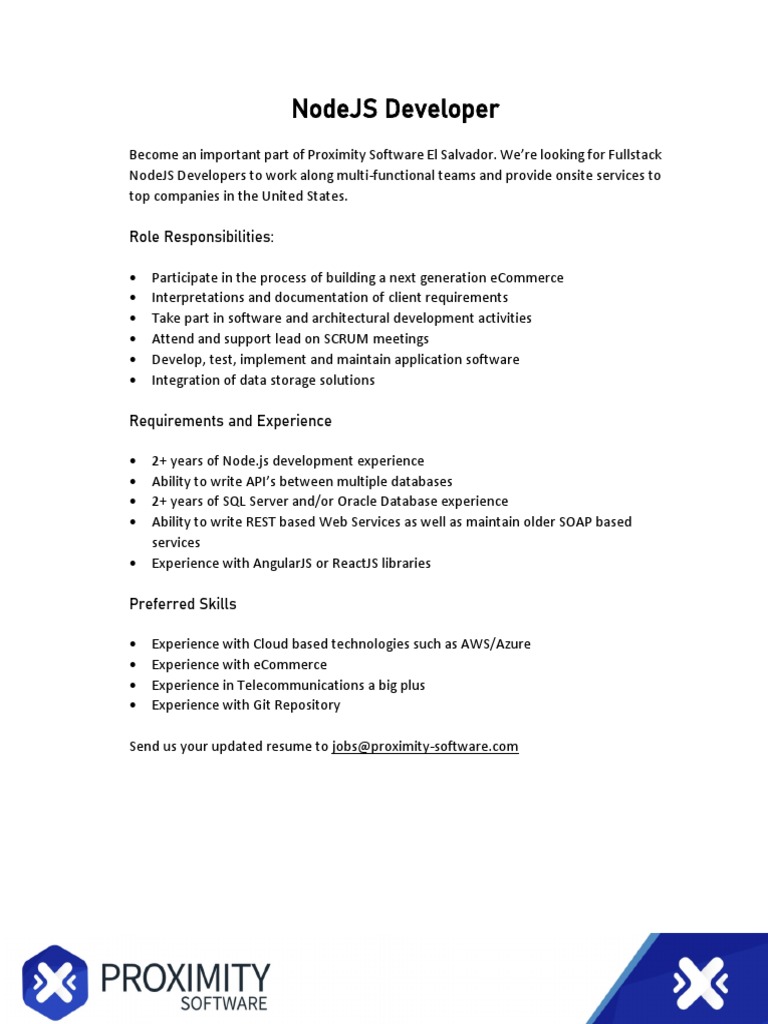 Fullstack NodeJS Developer JD - PS 2020 | PDF | Technology & Engineering