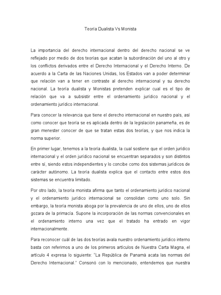 Teoría Dualista Vs Monista | PDF | Ley internacional | Constitución