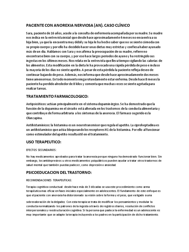 Paciente Con Anorexia, Caso Clinico | PDF | Anorexia nerviosa ...