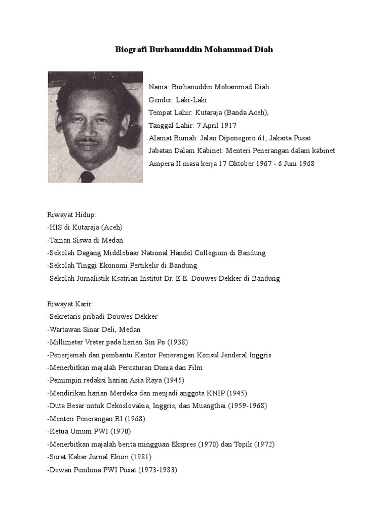 Biografi Burhanuddin Mohammad Diah Print | PDF | Perjalanan